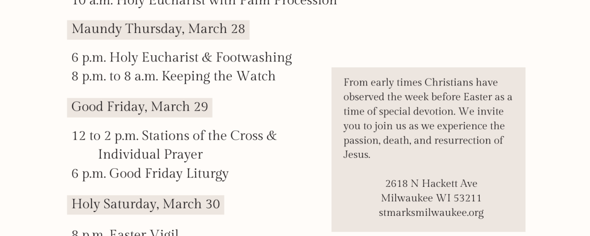 Holy Week & Easter Schedule 2024 | Episcopal Asset Map